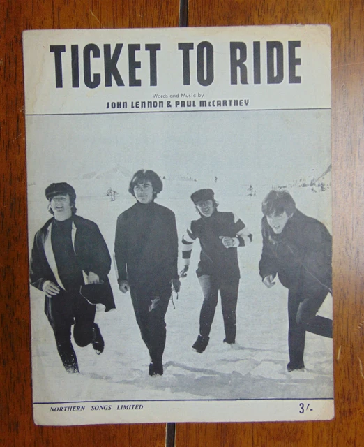THE BEATLES TICKET To Ride Vintage Sheet Music Lennon McCartney £12.50 ...