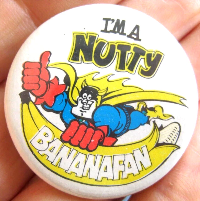 NUTTY COMIC VINTAGE early 1980s BANANAMAN promotional 38mm tin pin ...