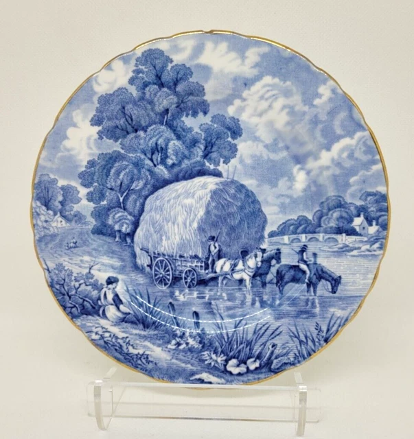 H M SUTHERLAND Rural Scenes Hay Wain Wagon Side Plate Blue Vintage Bone ...