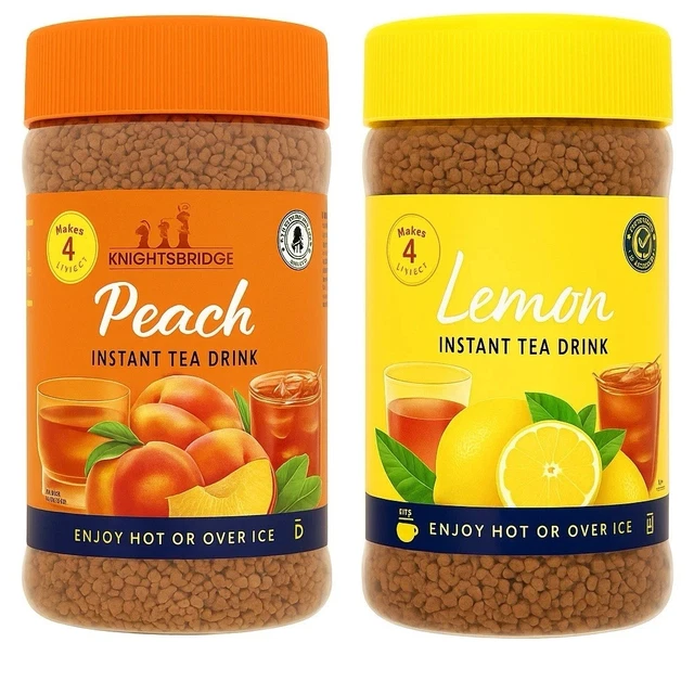 KNIGHTSBRIDGE INSTANT TEA Drink Peach & Lemon 400g Each Hot Or Iced £12 ...