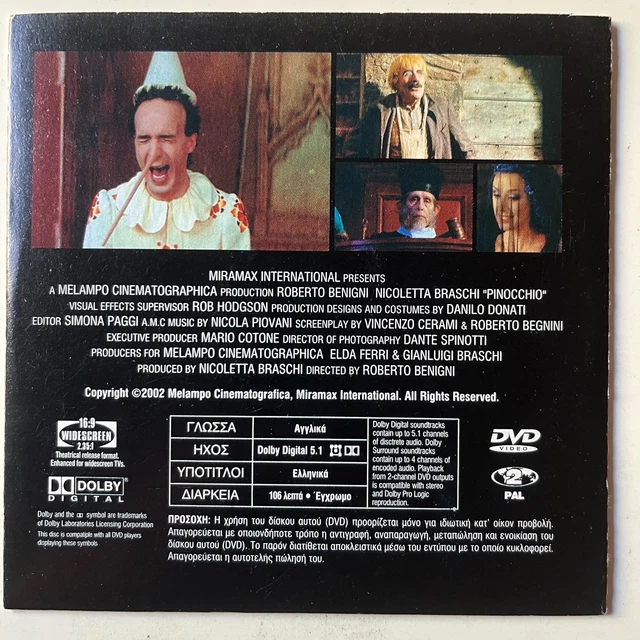 PINOCCHIO (2002) DVD - Roberto Benigni - Nicoletta Braschi - Carlo ...