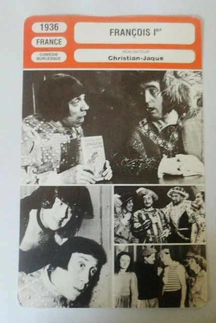 CARTE FICHE CINEMA 1936 FRANCOIS 1ER Fernandel Mona Goya Henri Bosc ...