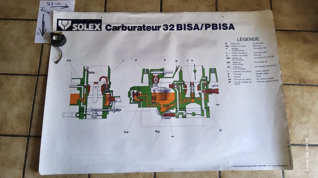 GRANDE FICHE TECHNIQUE ECOLE SOLEX CARBURATEUR 32 Bisa / p bisa EUR 18 ...