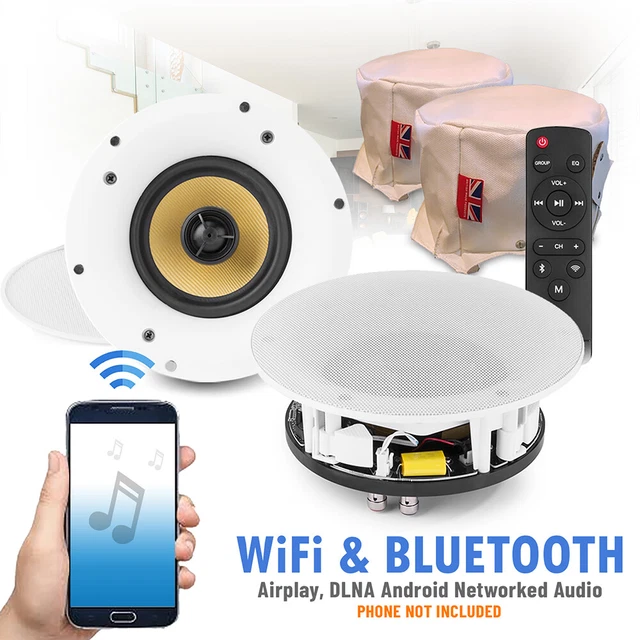 WIFI WIRELESS CEILING Speaker Set Kit with Fire Hoods 5.25" Power ...