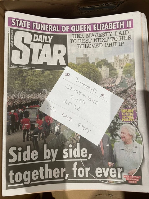 QUEEN ELIZABETH II Funeral DAILY STAR NEWSPAPER UK 20TH September 2022 ...