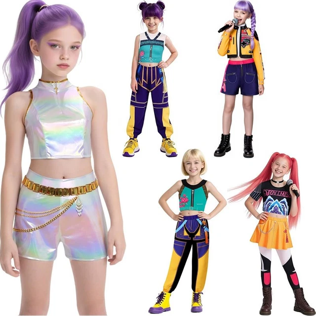 💖 KIDS GIRLS K-Pop Demon Hunters Rumi Mira Zoey Dress Halloween Cosplay Costume £16.55 - PicClick UK