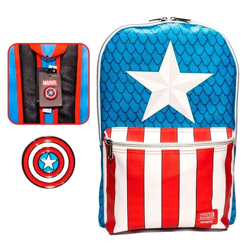 363473 LOUNGEFLY MARVEL Captain America backpack with pin 45cm EUR 34 ...