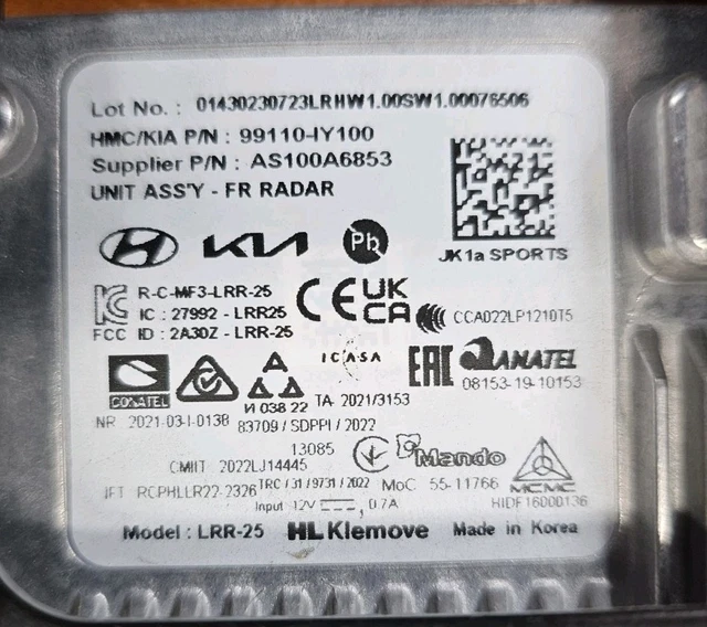 2024 2025 GENESIS Gv70 Front Cruise Control Radar Sensor 99110-Iy100 ...
