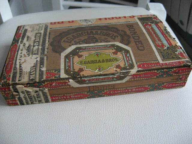 TRES RARE ANCIENNE Boite A Cigares En Bois F. Garcia & Bros De 1913 EUR 35,00 - PicClick FR