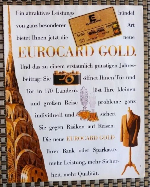 RARE 1989 VINTAGE Magazine Advertisement Eurocard Gold Clippings Print ...