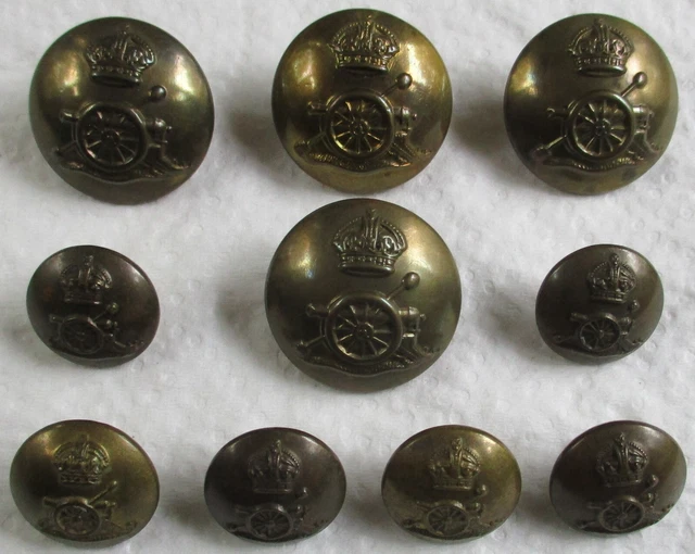 SET 10X BRITISH Army:"ROYAL ARTILLERY BRASS BUTTONS" (23mm-17mm, RA ...
