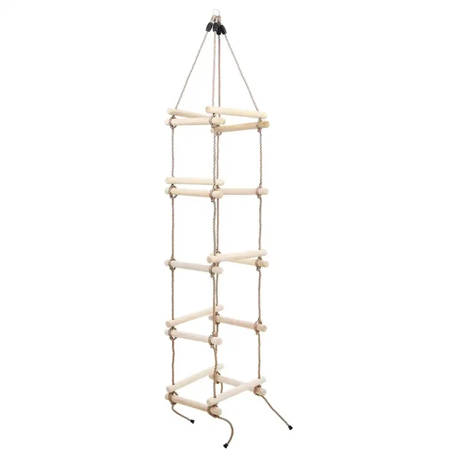 KIDS ROPE LADDER for Outdoor Play 200 cm Pine Wood Ladder with 5 Steps ...