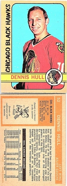 VINTAGE HOCKEY CARDS 1972 Opc Chicago Black Hawks Dennis Hull $2.25 ...