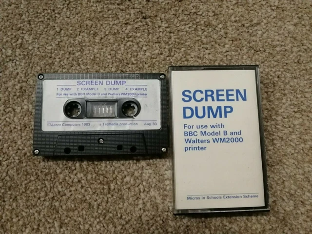 SCREEN DUMP FOR BBC Model B & Walters WM2000 Printer Software Cassette ...