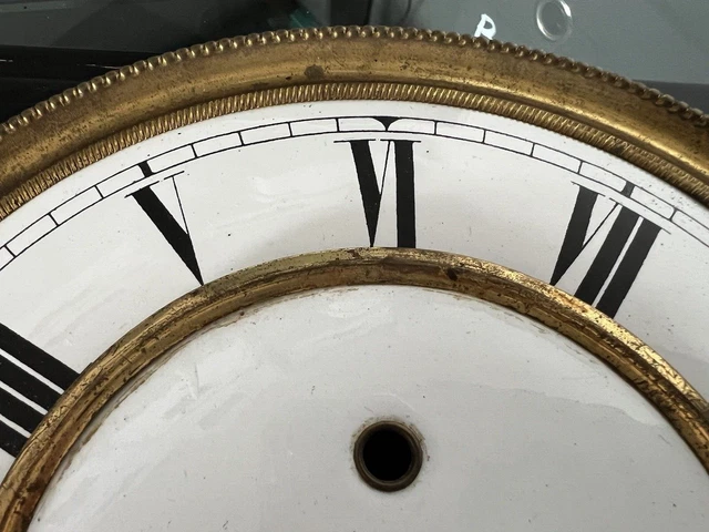 VINTAGE 4 HOLE Brass Edge Enamel Wall Pendulum Clock Dial $167.25 ...