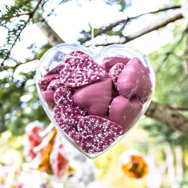 100MM FILLABLE HEART Shaped clear fillable container x1 valentines day ...