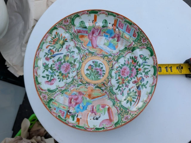 ANTIQUE CHINESE ROSE Medallion Famille Rose Deep Plate 11" Qing Export ...