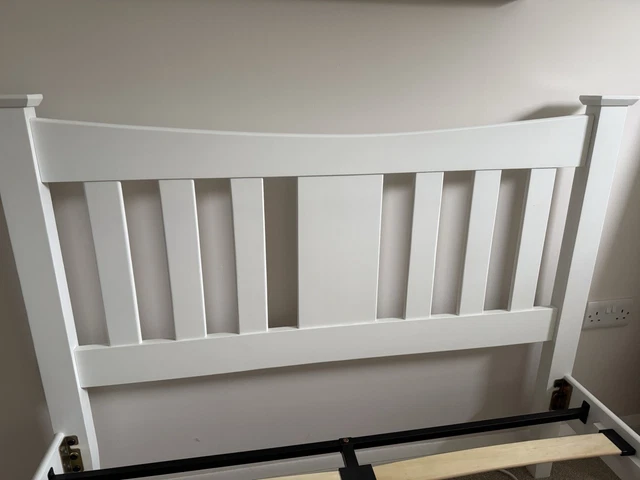SMALL DOUBLE WHITE Wood Bed frame With Memory Foam Mattress £125.50 ...