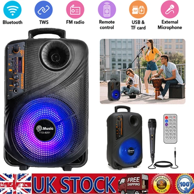 8& HEAVY BASS Bluetooth Speakers Karaoke Mic Portable Wireless Subwoofer Outdoor £26.99 ...