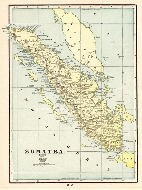 1900 ANTIQUE SUMATRA Map George Cram Map of Sumatra Indonesia Map 5864 ...