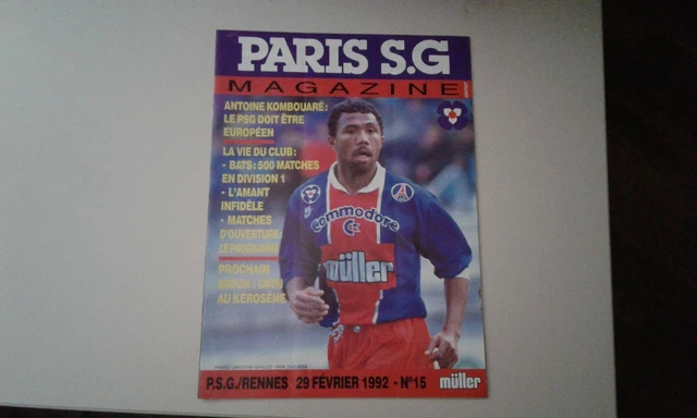 REVUE PARIS SAINT Germain Magazine Psg Ticket Match 1992 Psg - Rennes ...