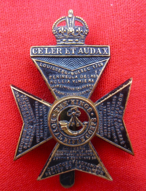 ORIGINAL THE KINGS Royal Rifle Corps Regiment Cap Badge & Slider - Good ...