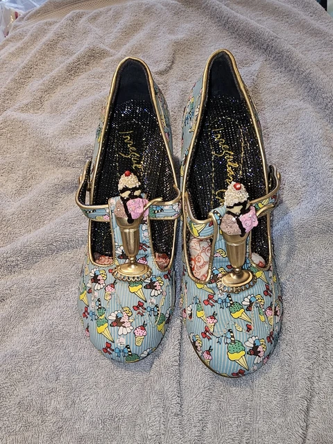 IRREGULAR CHOICE SHOES Size 5 38 Smooch Ice Cream Blue Perspex Heel £89 ...