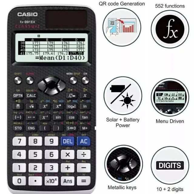 CASIO FX-991EX CLASSWIZ Advanced Engineering Scientific Calculator-552 ...