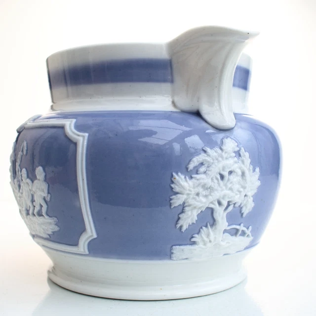 ANTIQUE RIDGWAY SPRIGGED Jug Lilac Ground Classical Chariot Framed ...