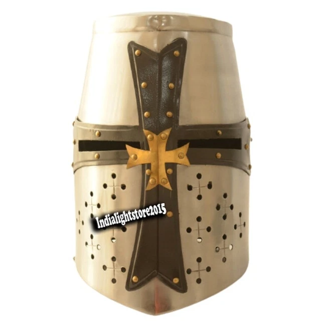 MEDIEVAL KNIGHT HELMET Norman Crusader Templar Helmet w/ Mason's Brass ...