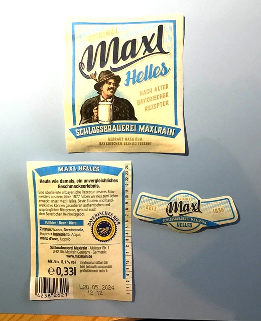 BIERETIKETT-BEER LABEL , MAXL Helles , Schlossbrauerei Maxlrain ...