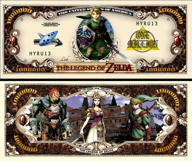 OUR LEGEND OF Zelda Cartoon Dollar Bill (With Protective Sleeve) £1.54 ...