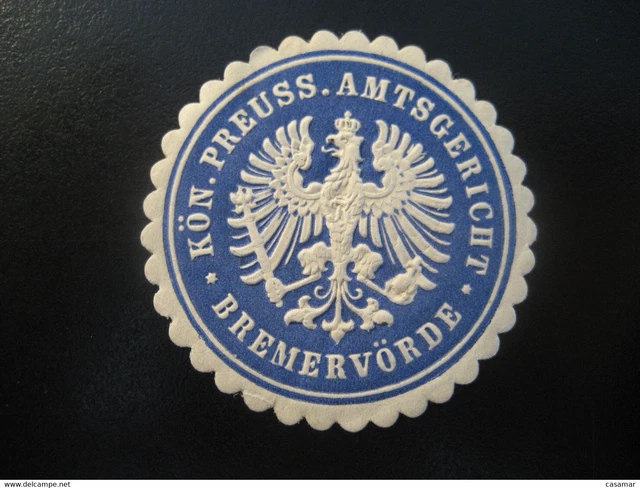 BREMERVORDE CLOSE POSTER Stamp Vignette Germany Officielle Seal Justice ...