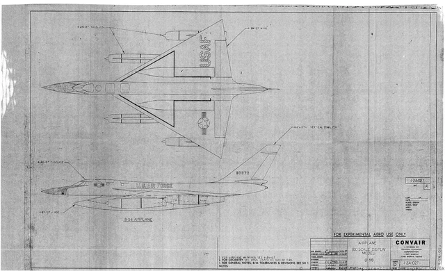 1950S CONVAIR B-58 HUSTLER JET BLUEPRINT DRAWING PLANS PERIOD ARCHIVE ...