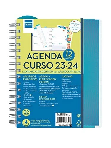 DIARY FINOCAM 2023-2024 Teaching 15,5 X 21,2 Cm Blue Quarto NEW $34.28 ...