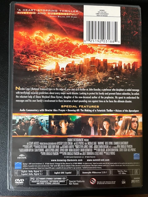 KNOWING (DVD, 2009) Édition Grand Écran Nicolas Cage Rose Byrne EUR 7 ...