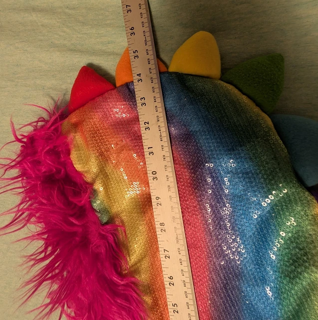 RAINBOW FAUX FUR Sequin Spirit Hood Dragon Rave Festival Animal Hat ...