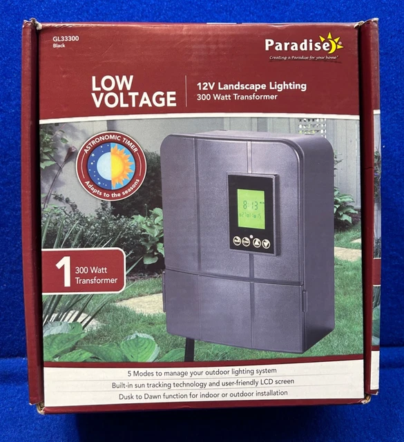 NOS 💡 PARADISE 12V 300W Landscape Lighting Transformer Astronomic LCD ...