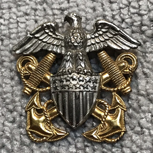 WW2 STERLING US Navy Officer Cap Device GEMSCO 1/20 - 10K GF $32.00 ...