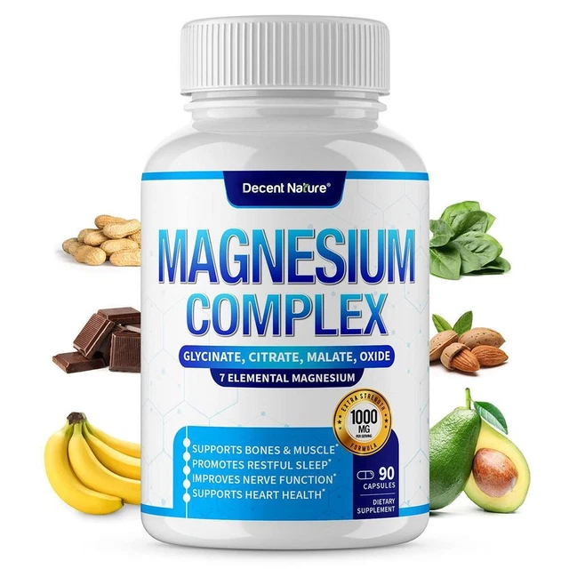 MAGNESIUM GLYCINATE 4-IN-1 Complex 1000mg - High Strength Magnesium ...
