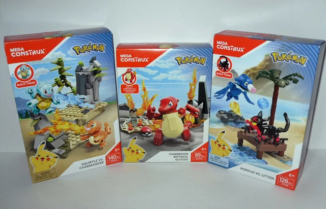 MEGA CONSTRUX POKEMON Squirtle vs Charmander Charmeleon Popplio Litten ...