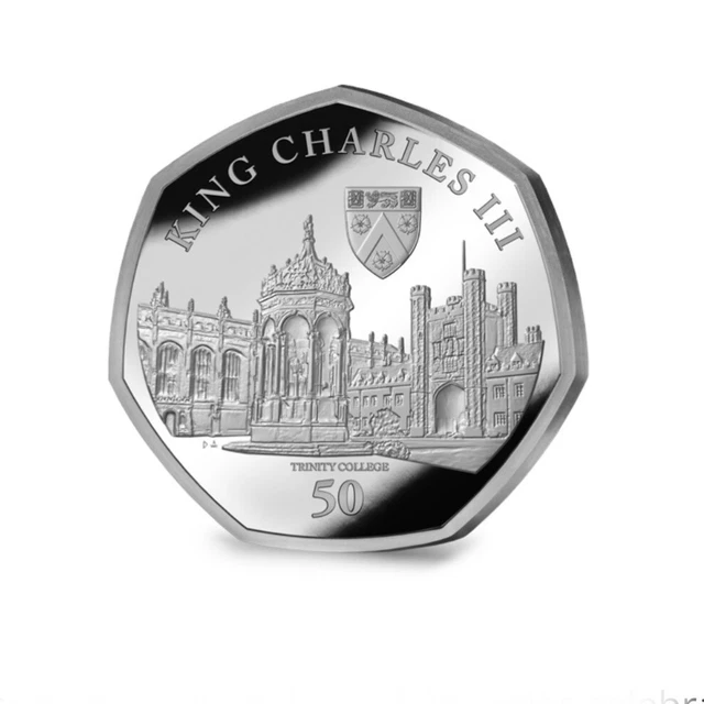 2023 75TH BIRTHDAY HM KING CHARLES III: TRINITY COLLEGE 50p COIN LOW ...