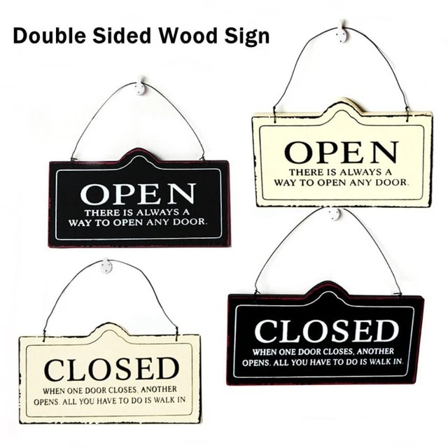 DOUBLE SIDED DOOR Sign Open Closed Door Hanger Hotel Bulletin Board ...