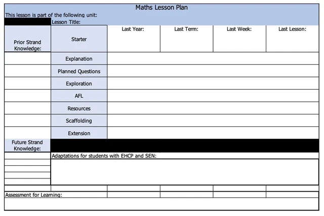 MATHS LESSON PLAN: Excel Template £10.07 - PicClick UK