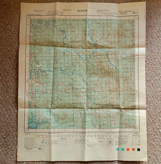 RARE ORIGINAL 1944 Burma Map, Taungup Wwii, War British Army Military ...