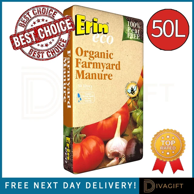 ERIN ECO ORGANIC Farmyard Manure 50L Peat Free For Horse Fertiliser ...