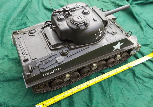 VINTAGE TAMIYA RADIO Control Sherman Tank 1/16 M4 battle scarred £130. ...