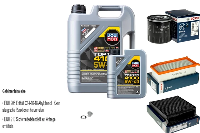 BOSCH INSPECTION SET 6L Liqui Moly Top Tec-4100 5W-40 pour Dacia Duster EUR 114,64 - PicClick FR