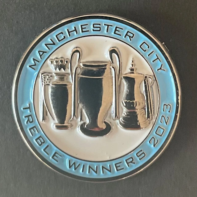 MANCHESTER CITY TREBLE Winners 2023 Football 3D Souvenir Enamel Pin ...
