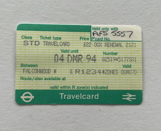 VINTAGE LONDON UNDERGROUND Tube Train Rail 7 Day Travelcard Ticket 4 ...